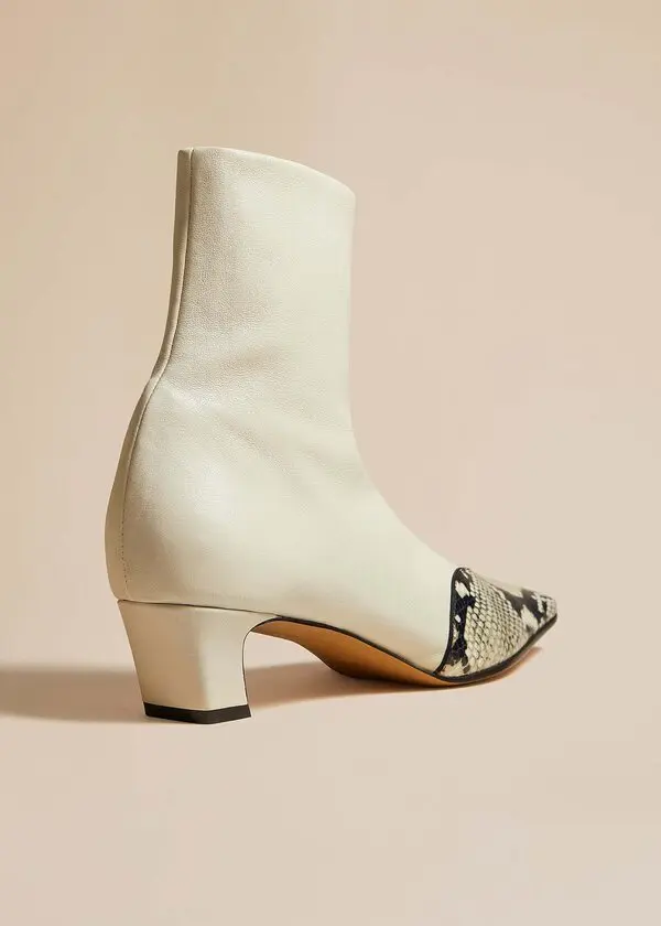 Khaite Square Toe Embossed Wingtip Ankle Boots With Side Zipper - Nude