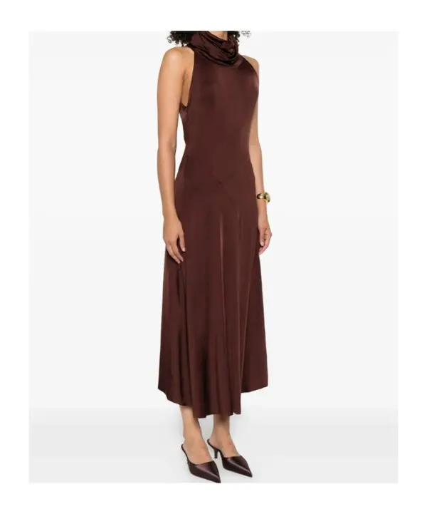 Victoria Beckham High-neck Sleeveless Fitted Bodice Flared Skirt Dress