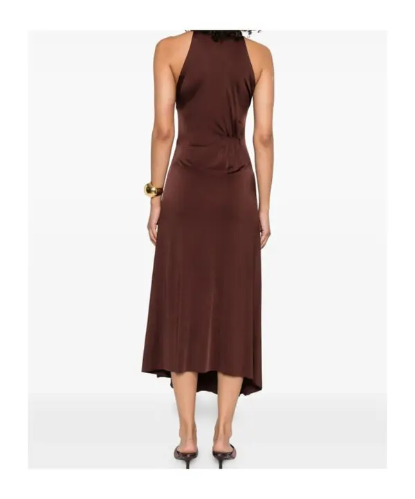 Victoria Beckham High-neck Sleeveless Fitted Bodice Flared Skirt Dress