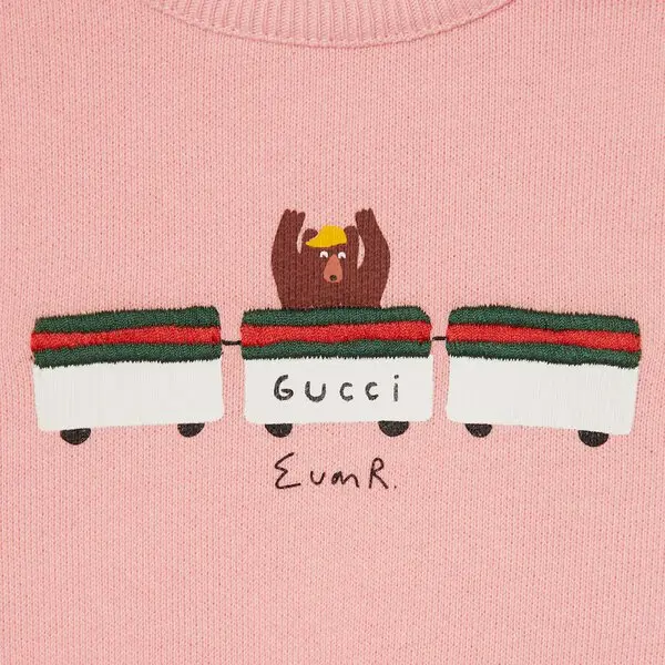 Gucci Cotton Sweatshirt With Train And Bear Print