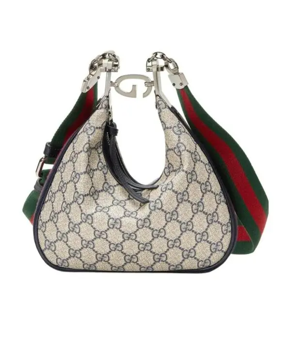 Gucci Attache Monogram Print Small Shoulder Bag - Gray
