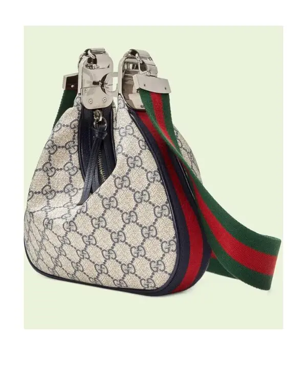 Gucci Attache Monogram Print Small Shoulder Bag - Gray
