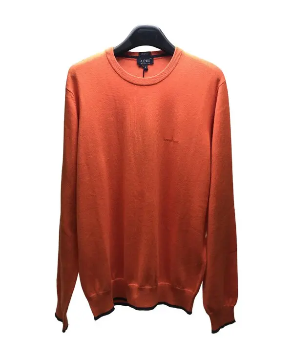Emporio Armani Round Neck Sweater With Ribbed Details - Brown