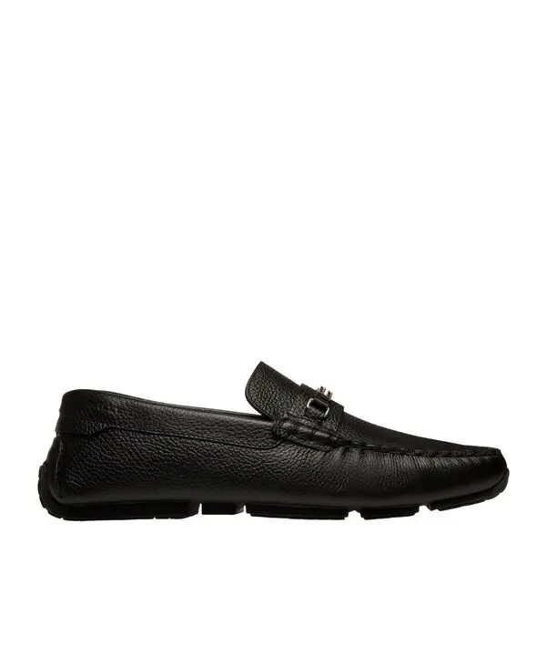 Bally Pilot Driver Loafers In Grained Leather - Black