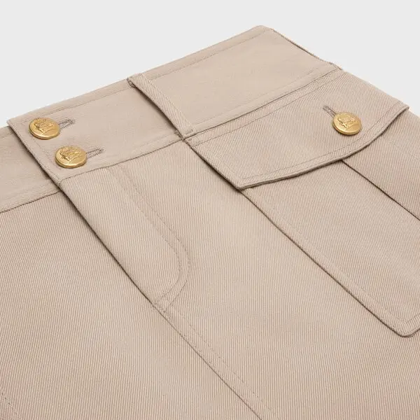 Celine Diagonal Wool Military Trapeze Skirt