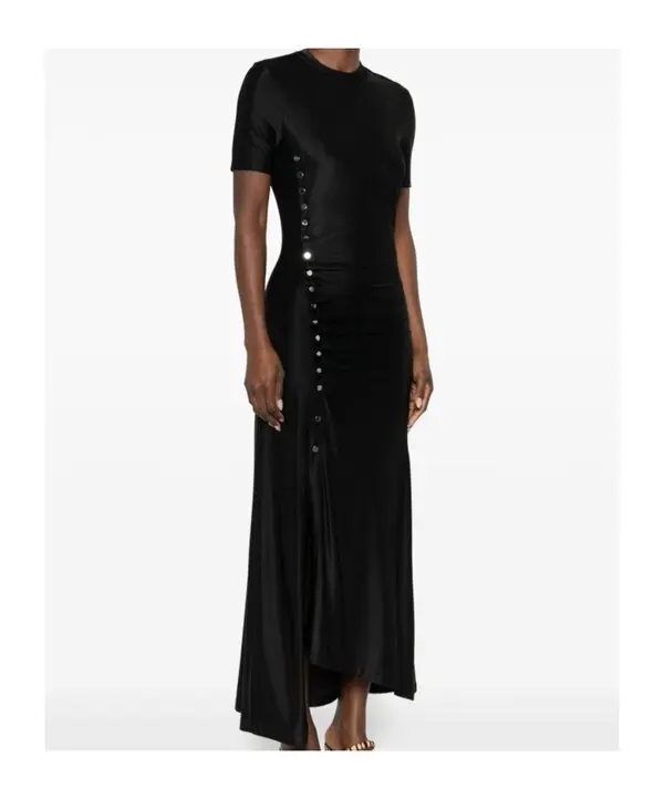 Rabanne Button Detailed Pleated Maxi Dress