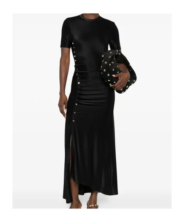 Rabanne Button Detailed Pleated Maxi Dress