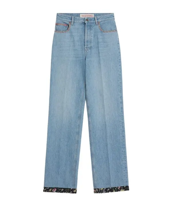 Valentino Garavani Floral Trim Straight Leg Jeans