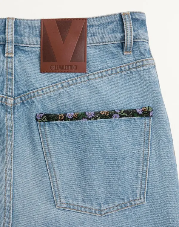 Valentino Garavani Floral Trim Straight Leg Jeans