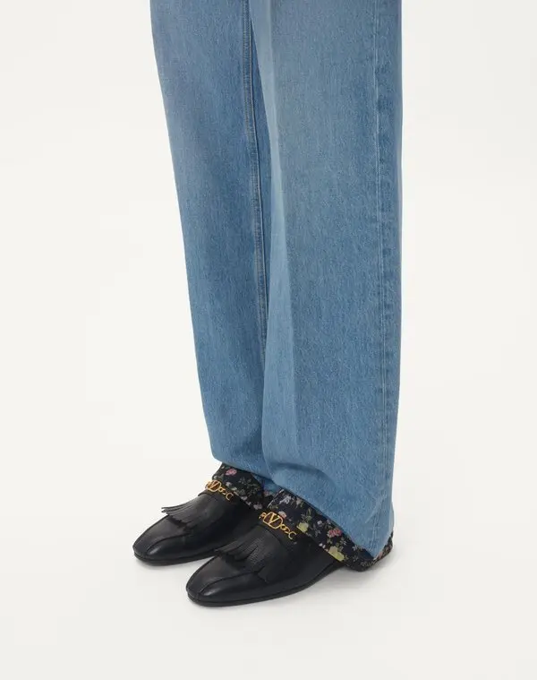 Valentino Garavani Floral Trim Straight Leg Jeans