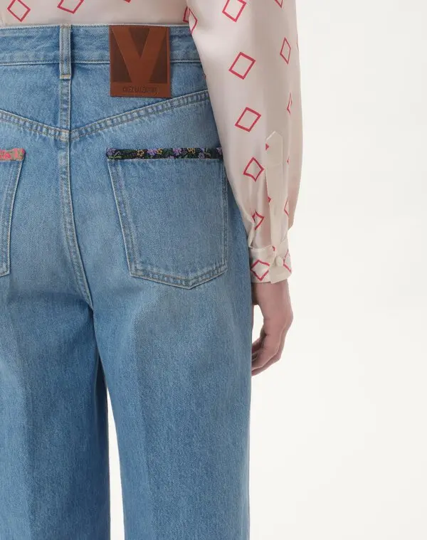 Valentino Garavani Floral Trim Straight Leg Jeans