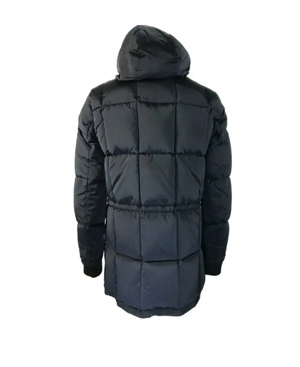 Emporio Armani Quilted Down Jacket With Logo - Black