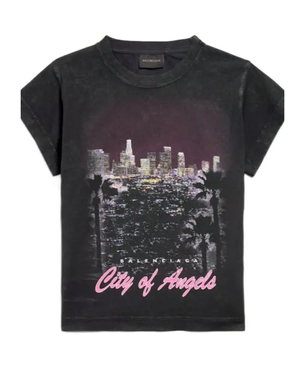 Balenciaga City Of Angels Cropped T-shirt - Black Fade