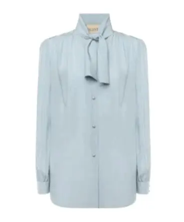 Valentino Garavani Tie-neck Long Sleeve Shirt - Light Blue