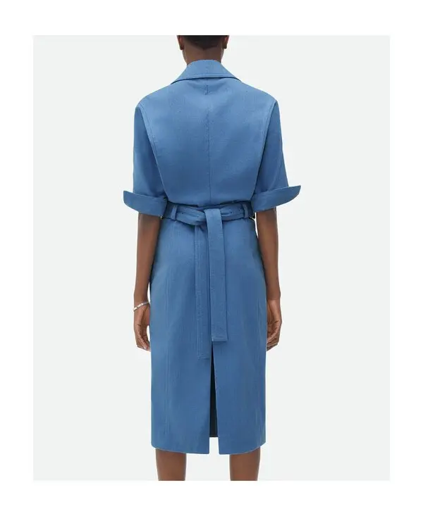 Bottega Veneta Twill Midi Dress With Double Belt Closure