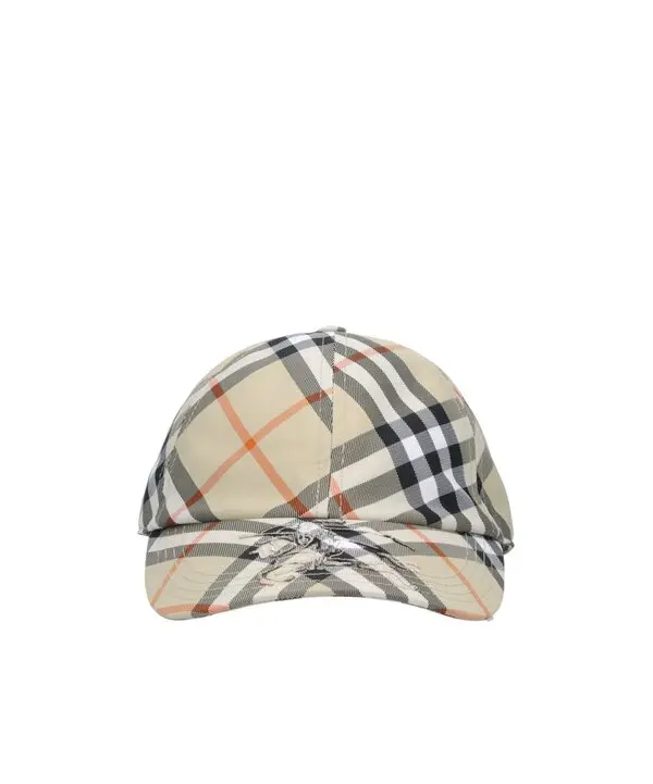 Burberry Check Print Baseball Cap - Gray