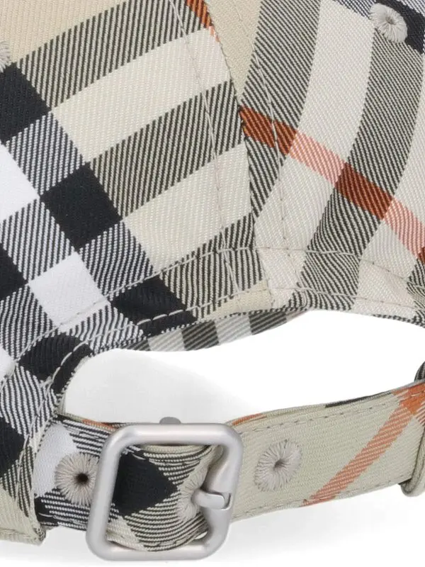 Burberry Check Print Baseball Cap - Gray