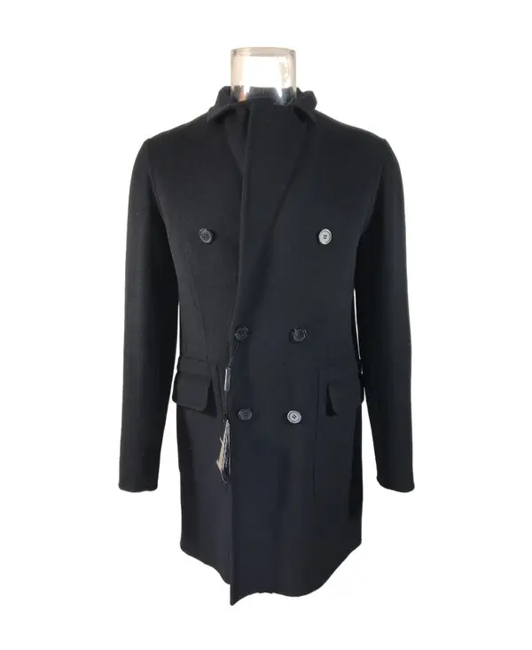 Emporio Armani Double Breasted Coat - Black