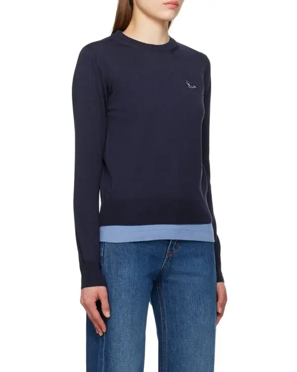 Maison Kitsuné Baby Fox Patch Crew Neck Jumper - Black