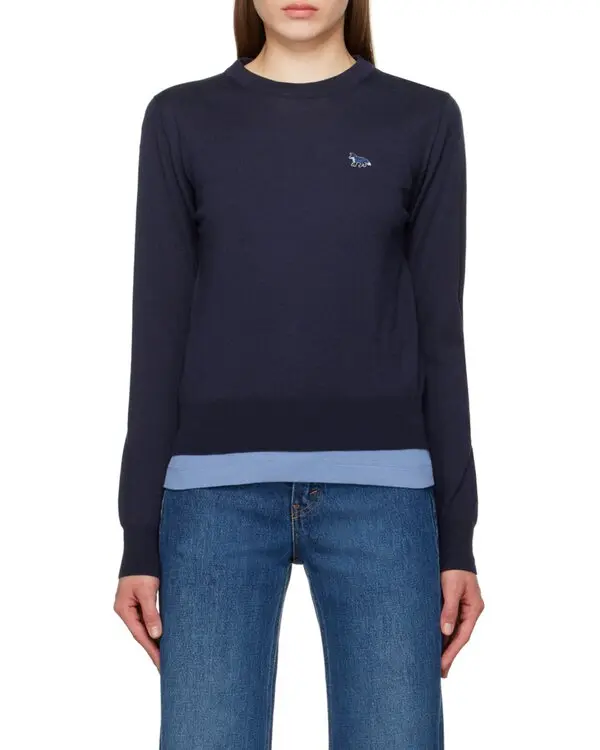 Maison Kitsuné Baby Fox Patch Crew Neck Jumper - Black