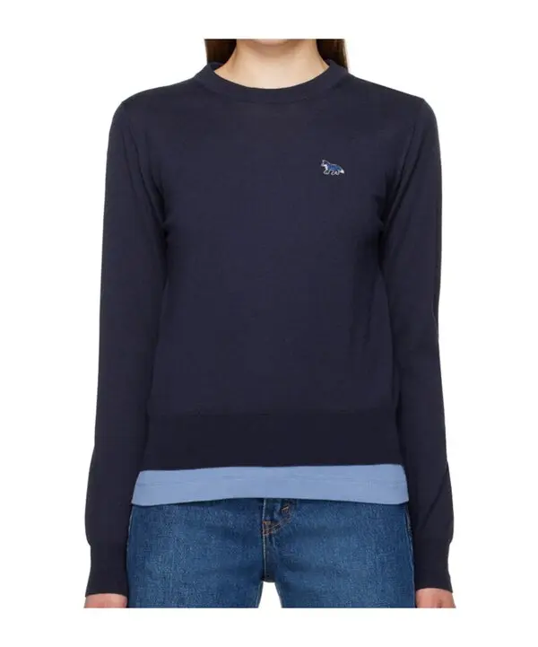 Maison Kitsuné Baby Fox Patch Crew Neck Jumper - Black
