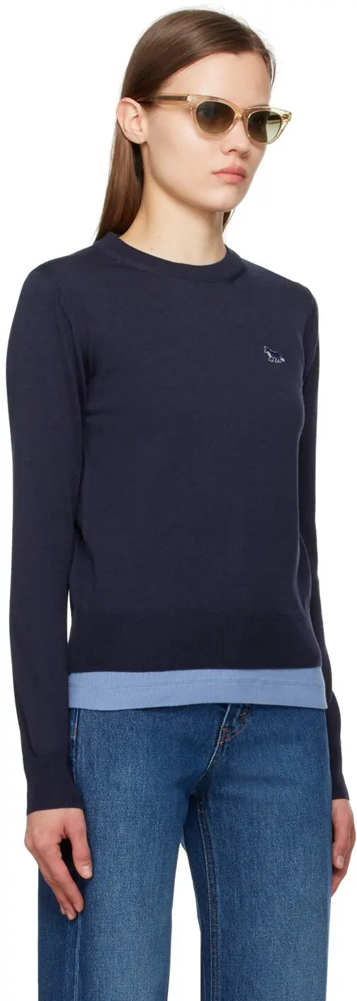Maison Kitsuné Baby Fox Patch Crew Neck Jumper - Black