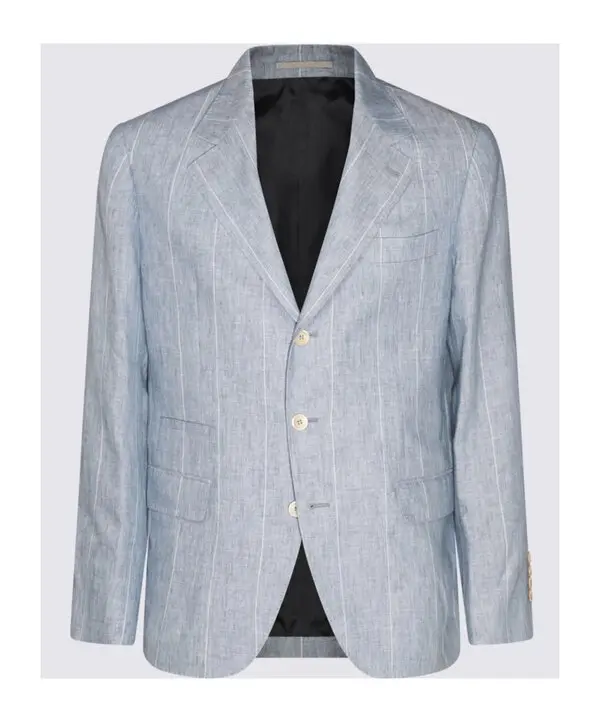 Brunello Cucinelli Single Breasted Striped Blazer