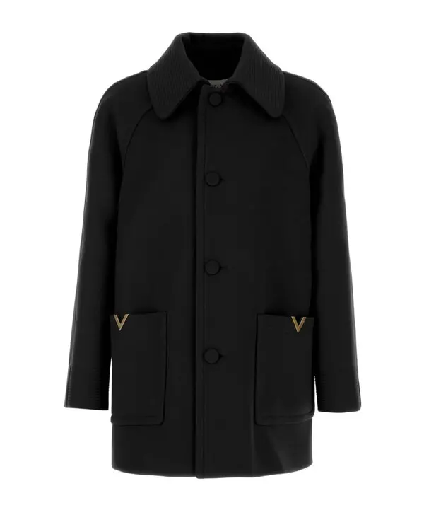 Valentino Garavani Logo Plaque Button-up Coat
