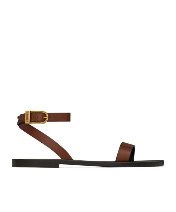 Saint Laurent Sahara Sandals In Smooth Leather With Adjustable Buckles