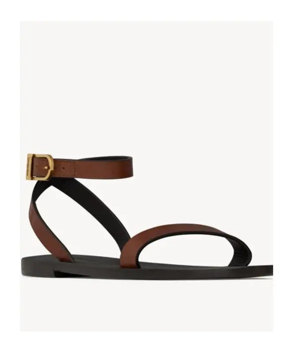 Saint Laurent Sahara Sandals In Smooth Leather With Adjustable Buckles