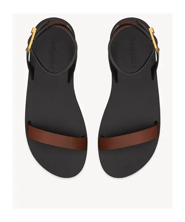 Saint Laurent Sahara Sandals In Smooth Leather With Adjustable Buckles