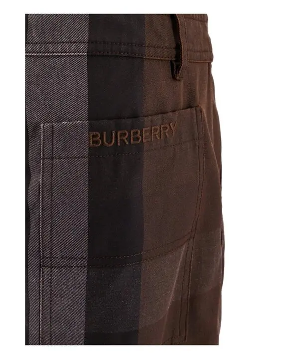 Burberry High Waist Wide Leg Trousers With Plaid Pattern
