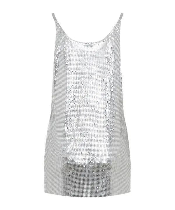 Rabanne Embellished Sleeveless Top - Silver