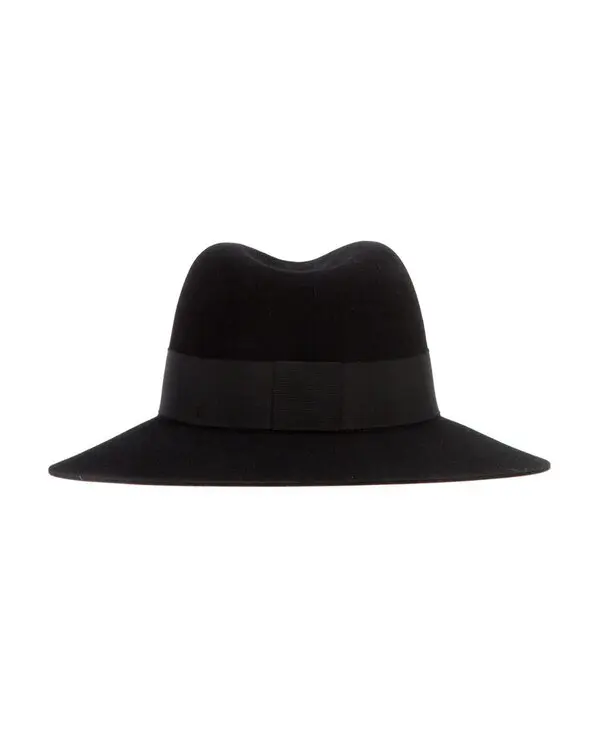 MAISON MICHEL Henrietta Logo Wide Brim Hat - Black