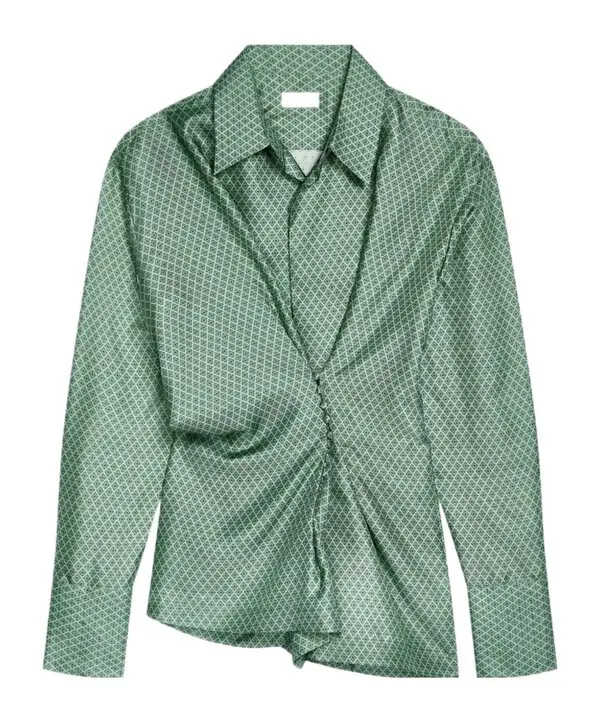 Dries Van Noten Geometric Print Draped Blouse