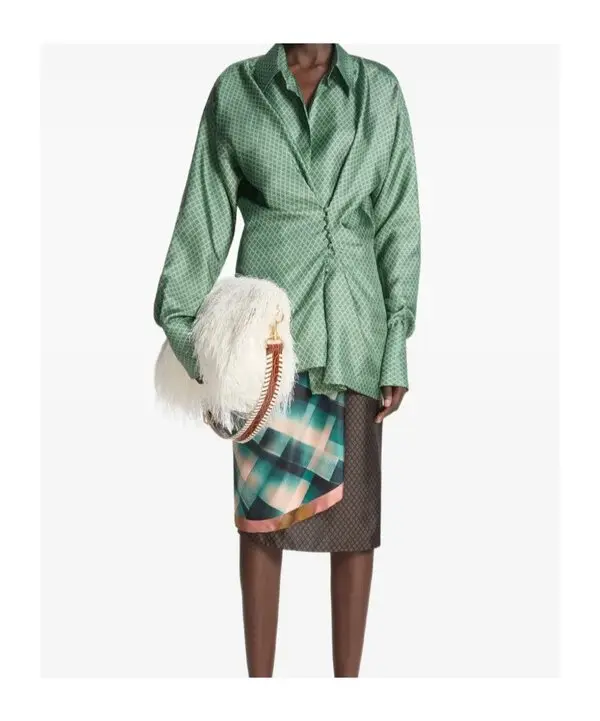 Dries Van Noten Geometric Print Draped Blouse