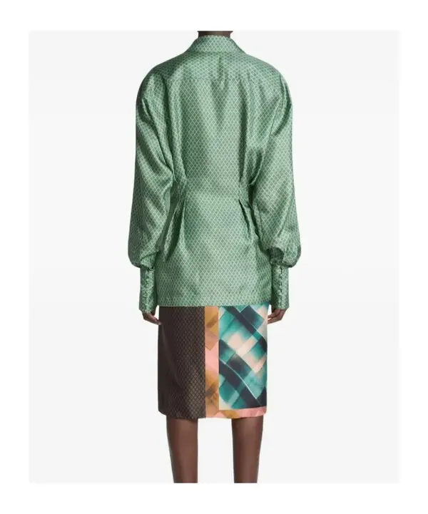 Dries Van Noten Geometric Print Draped Blouse