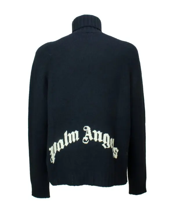 Palm Angels Logo Knit Roll Neck Jumper - Black