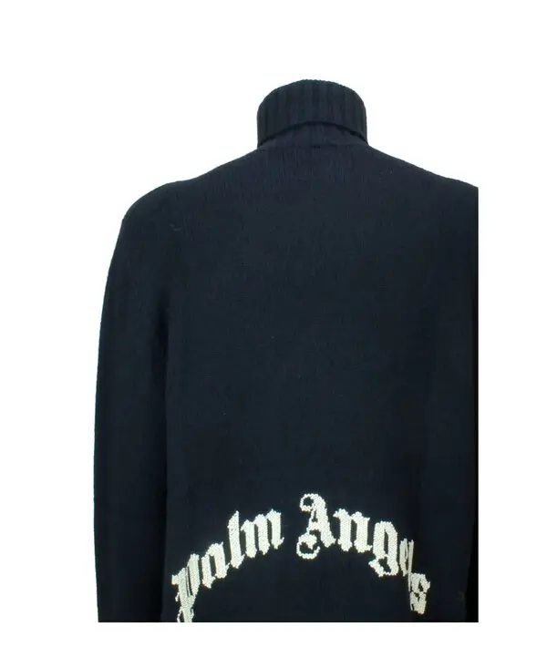 Palm Angels Logo Knit Roll Neck Jumper - Black
