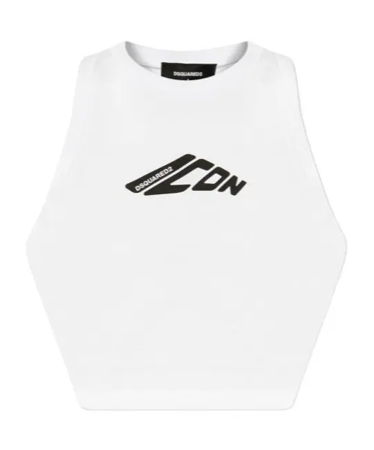 Dsquared2 Icon Printed Cropped Tank Top - White