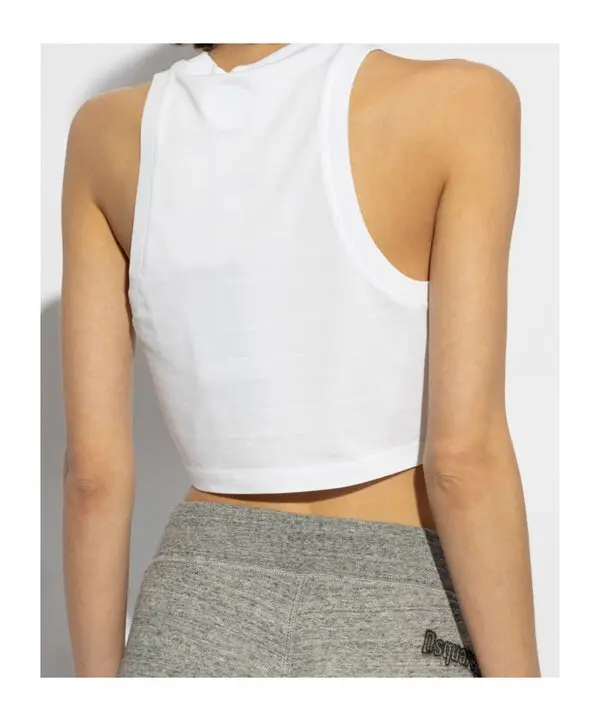 Dsquared2 Icon Printed Cropped Tank Top - White