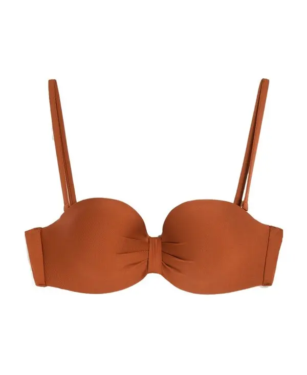 Max Mara Strapless Jersey Bikini Top - Brown