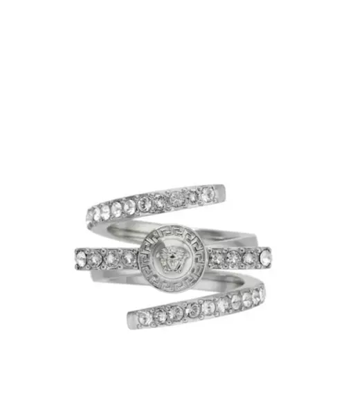 Versace Embellished Medusa Ring - Silver