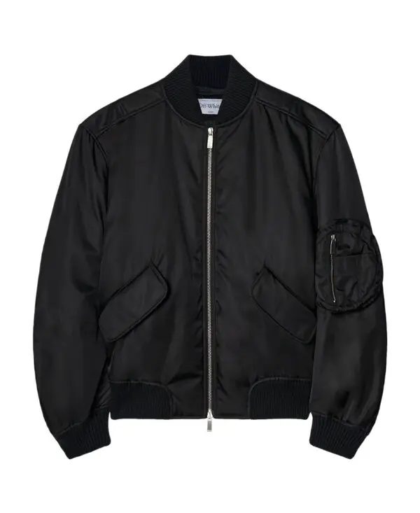 Off-White Band-collared Zip-up Bomber Jacket - Black