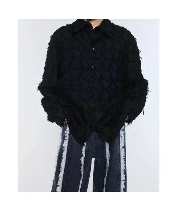 Séfr Wes Frayed Hem Shirt - Black