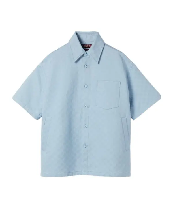 Gucci Oversize Gg Short-sleeve Shirt - Light Blue