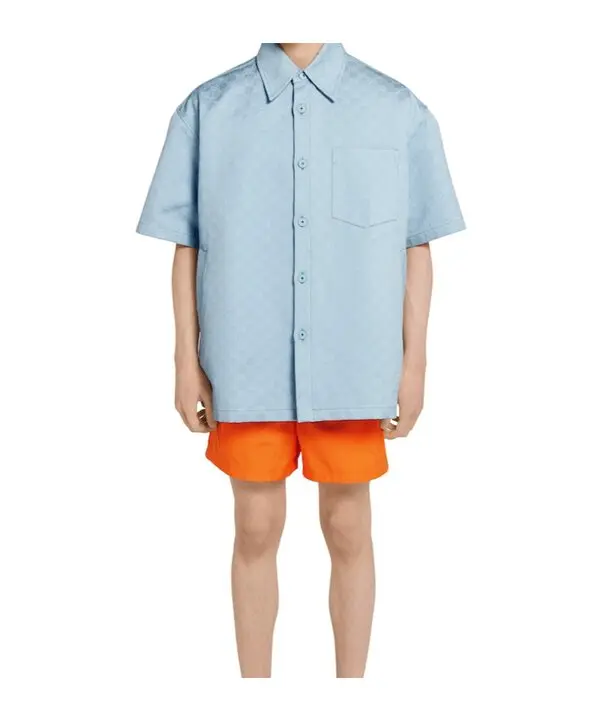 Gucci Oversize Gg Short-sleeve Shirt - Light Blue