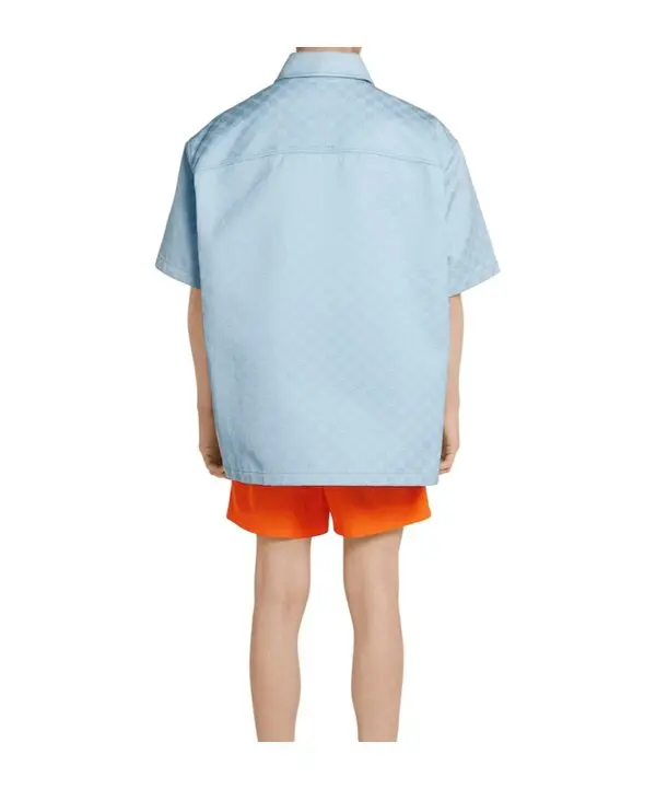 Gucci Oversize Gg Short-sleeve Shirt - Light Blue