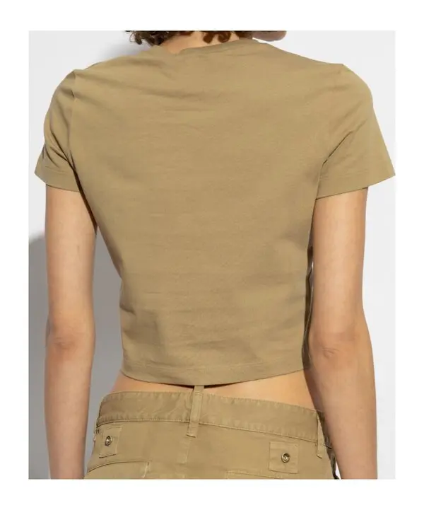 Dsquared2 Icon Printed Cropped T-shirt - Beige