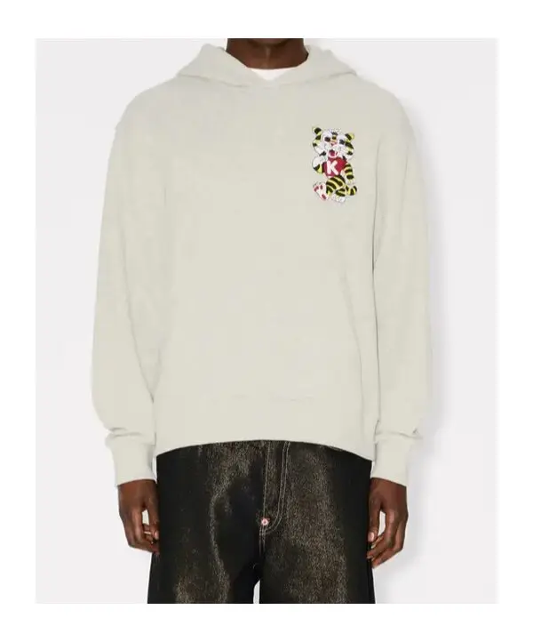 Kenzo Wild Tiger Embroidered Hoodie - Light Grey